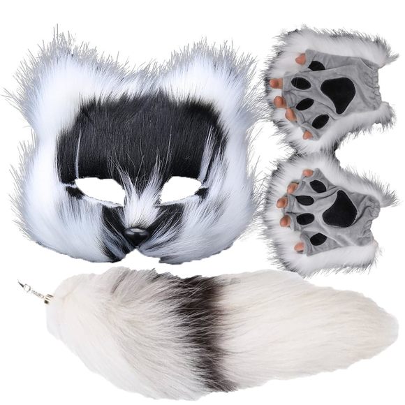 Vаlреаk | Accessories | Therian Mask And Tail Set For Girls Halloween ...